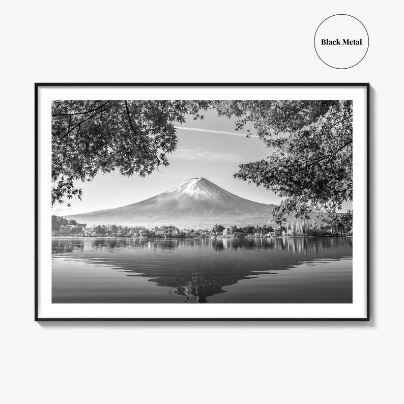 Mount Fuji Black and White Fine Art Photography Print, Lake Kawaguchiko ...