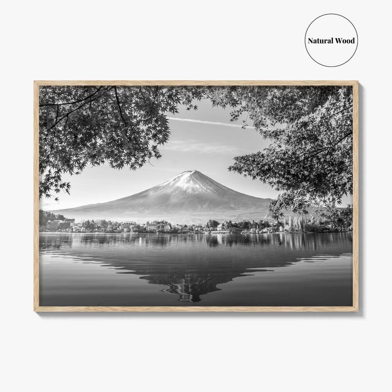 Mount Fuji Black and White Fine Art Photography Print, Lake Kawaguchiko ...