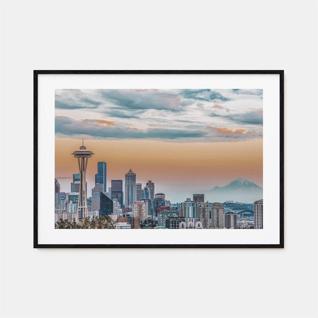 Seattle Colorful Poster Print Horizontal, Seattle Photo Wall Art ...