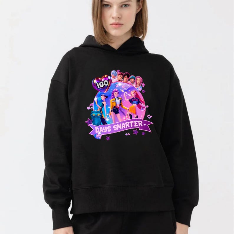 100 Days Smarter K-pop Demon Hunters Sweatshirt, Huntrix Saja Boys ...