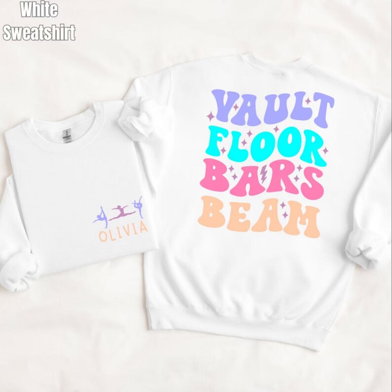 Personalized Name Gymnastics Vault Floor Bars Beam Sweatshirt, Custom ...
