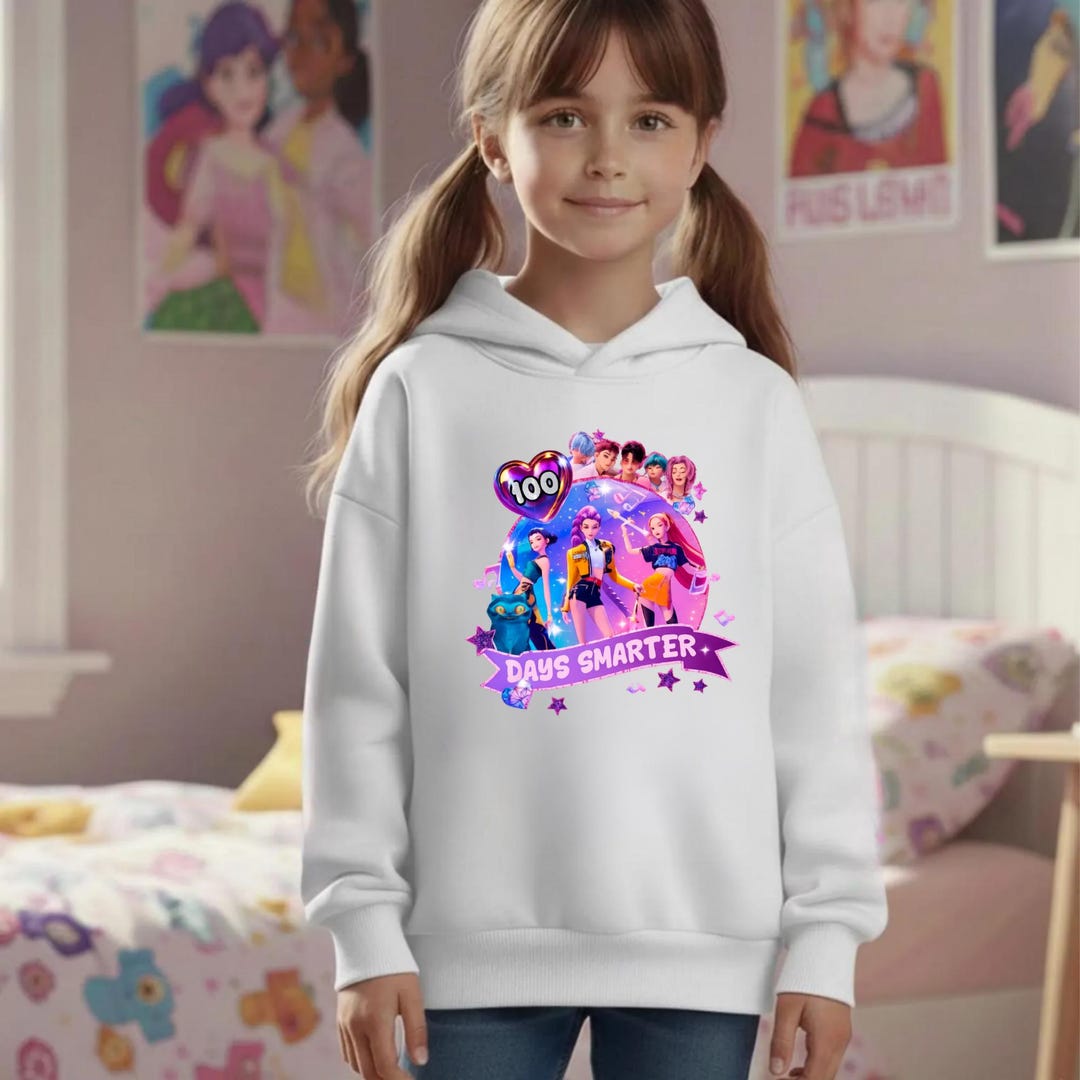 100 Days Smarter K-pop Demon Hunters Sweatshirt, Huntrix Saja Boys ...