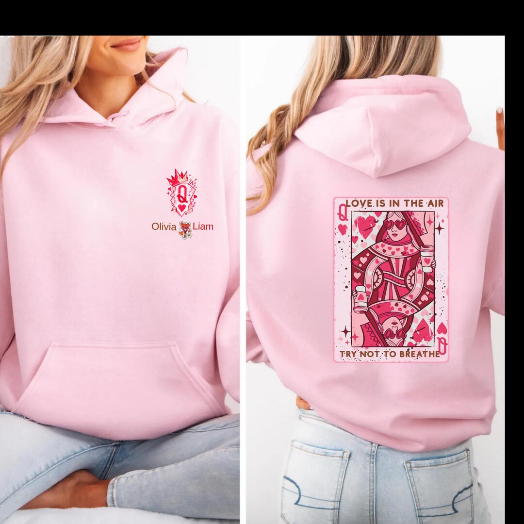 Queen of Hearts Playing Card Hoodie, Custom Poker Mama Sweatshirt ...