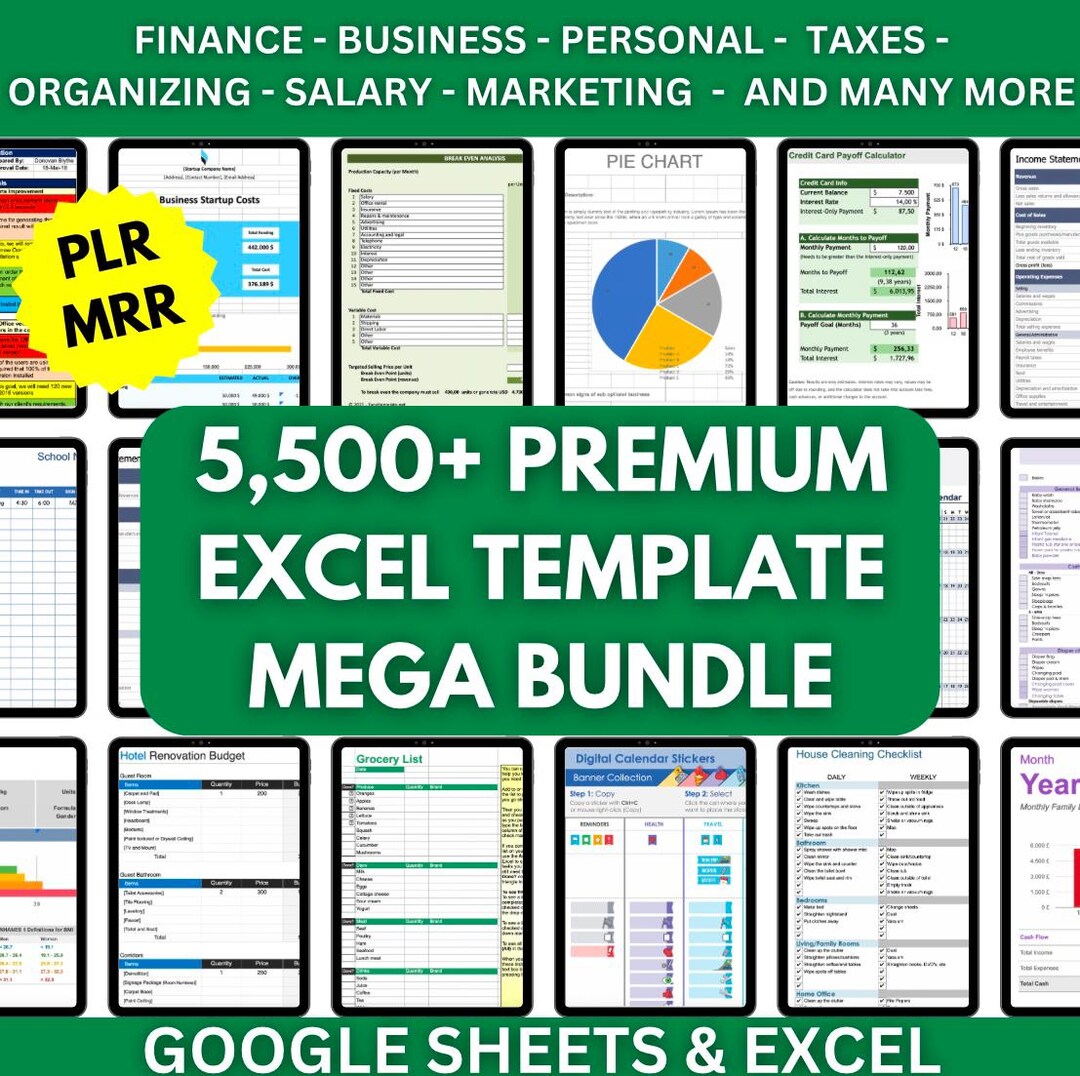 5500+ Excel Bundle MRR/PLR, All-in-one Excel Templates Google Sheets ...