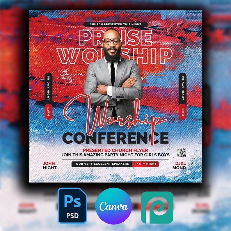 Worship Conference Flyer Template: Church Event, Social Media (canva ...