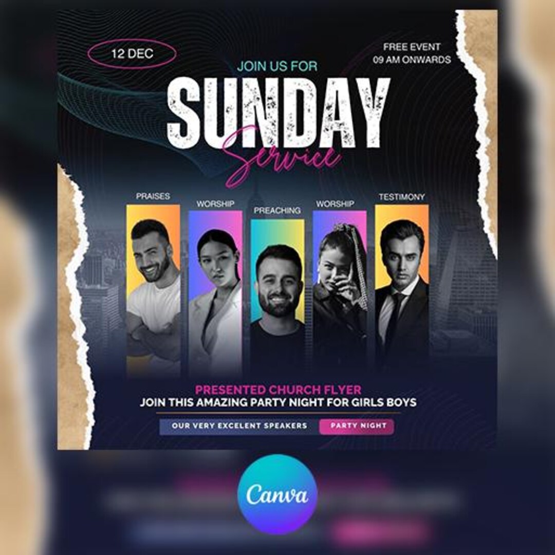 Editable Church Event Flyer Template: Praise and Worship (canva ...