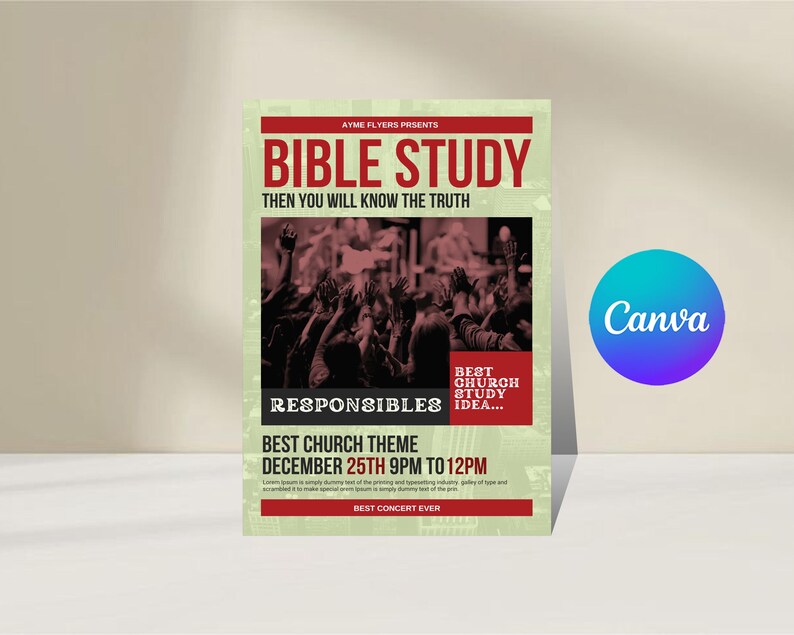 Editable Bible Study Flyer Template | Church Canva Design (13x19) - Etsy