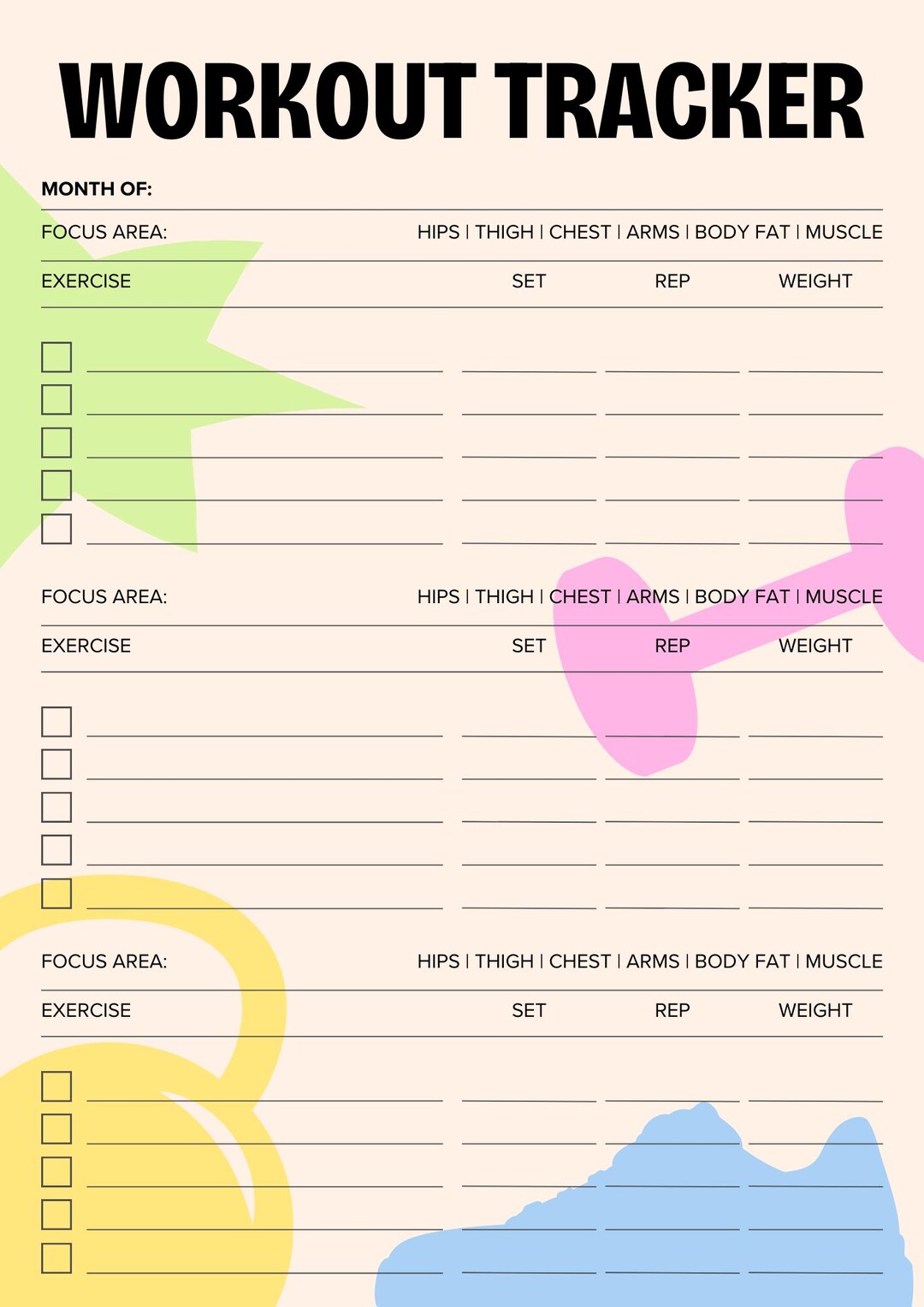 Printable Gym Planner | Fitness Workout Planner | Digital Exercise Log ...