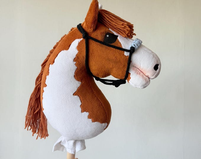Chestnut Pinto Paint Hobby Horse; A4 Size; Stick Horse; Handmade; With ...