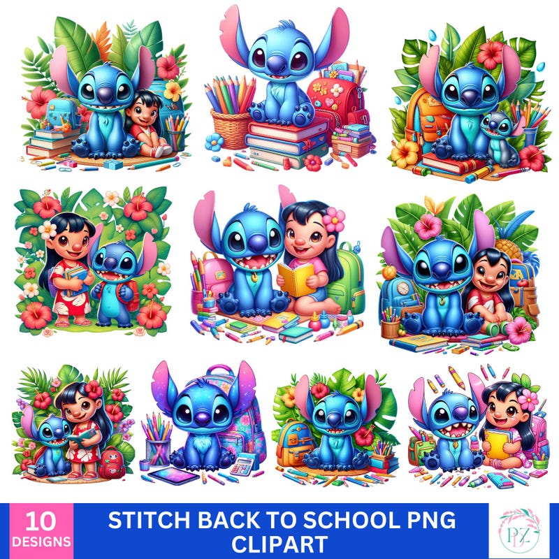 Stitch Go to School Png - Etsy