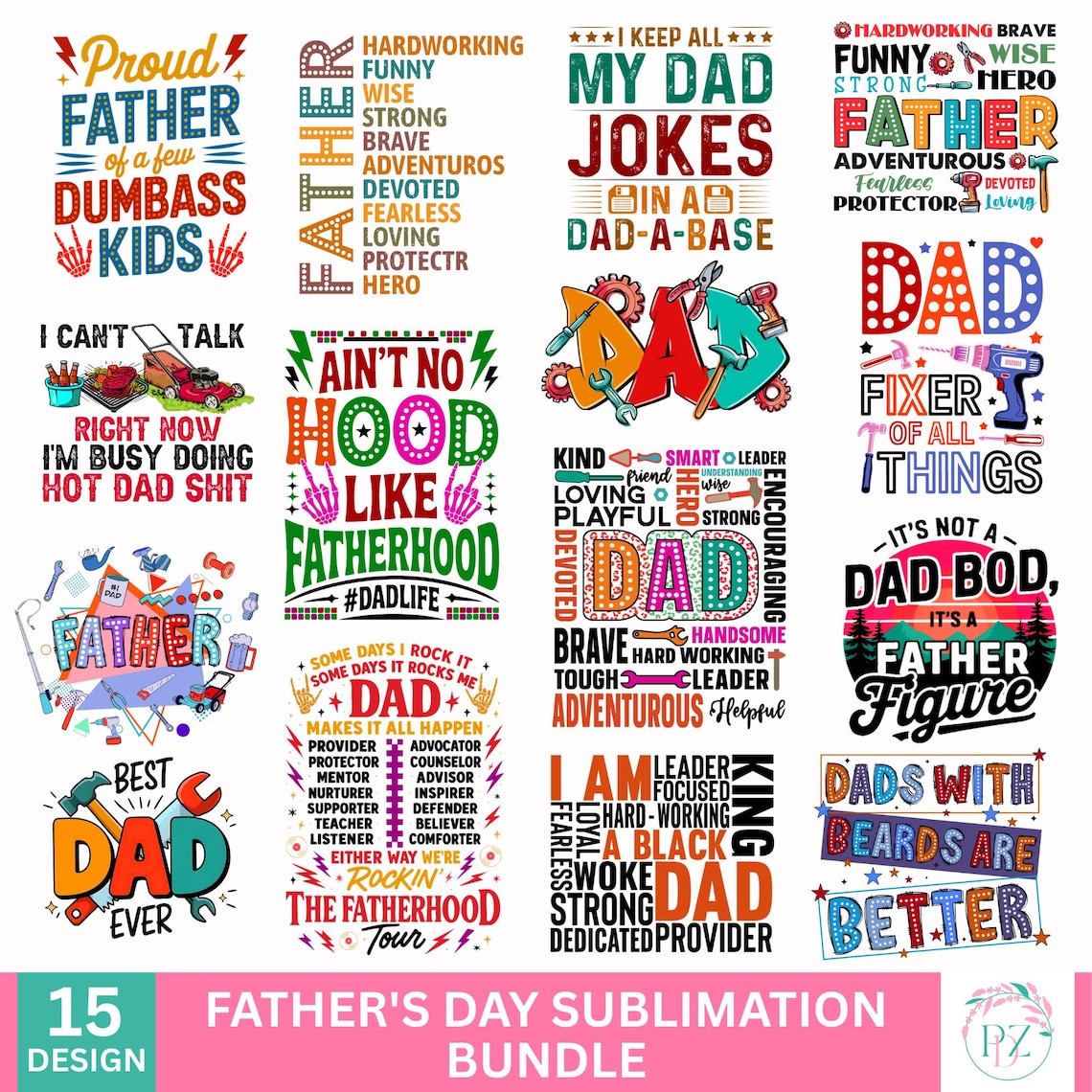 Father's Day Sublimation Bundle, Best Dad Ever Png, Sublimation Design ...