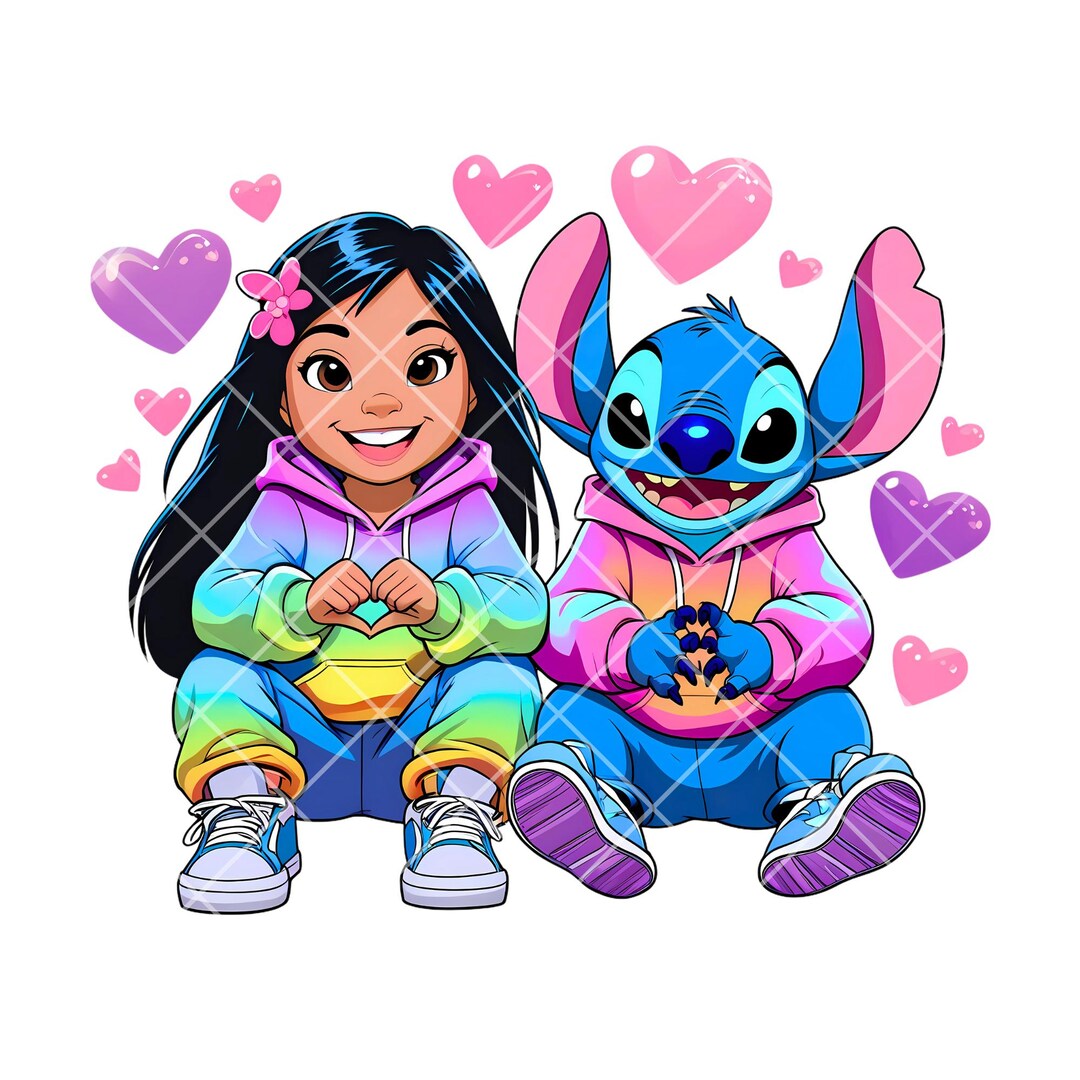 1 PNG Love Lilo and Stitch Neon, Stitch Watercolor Clipart Png, Digital ...