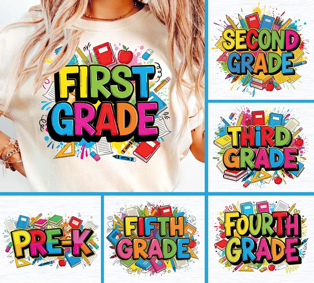 School Grade Png Bundle, Back to School Bundle, Kindergarten, Happy ...