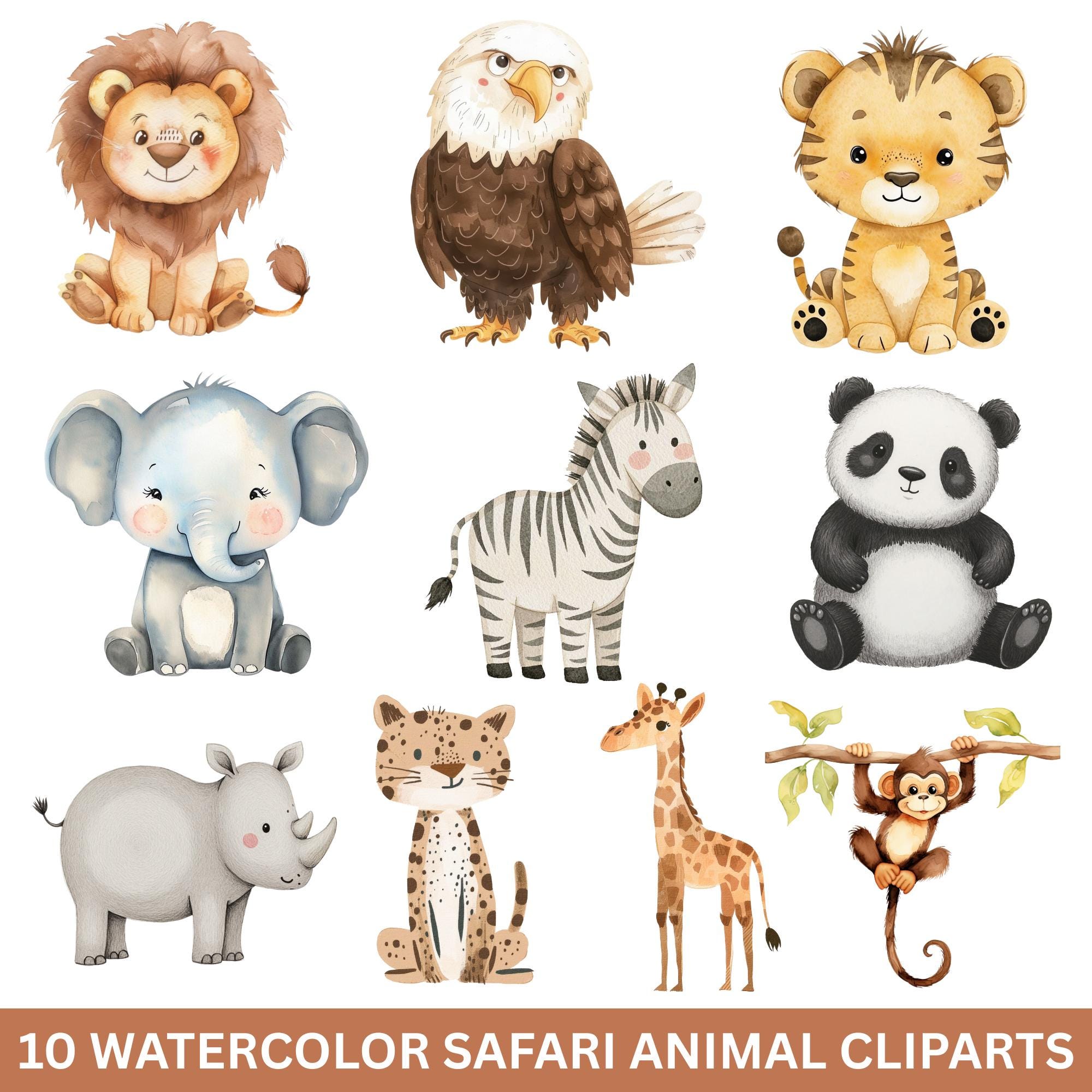 Safari Animals Clipart, Lion, Giraffe, Nursery Images,jungle Animals ...
