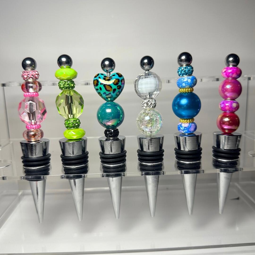 Handmade Beaded Wine Cork, Decorative Bottle Stopper, Custom Colors ...
