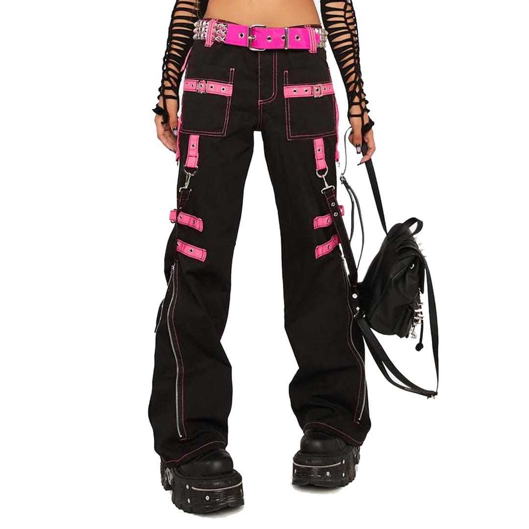 Mixmies Ladies Gothic Pink With Buckle Strap and Ring Goth Punk Pants ...