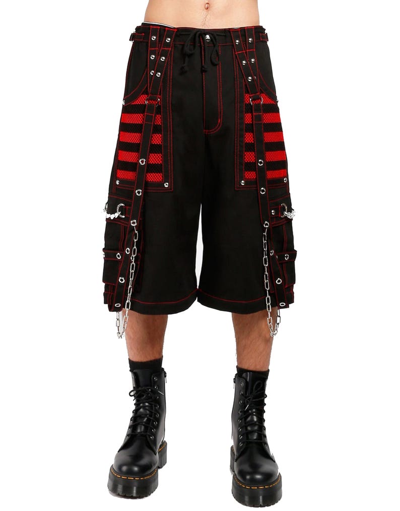 Mixmies Men's Gothic Black Electro Red Punk Rock Pants - Etsy