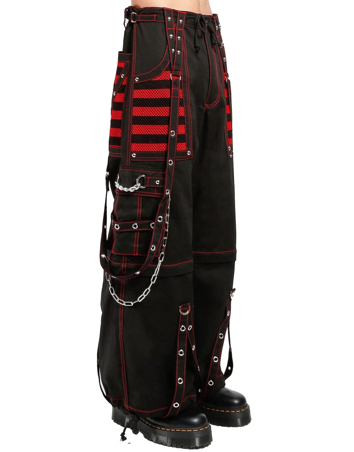 Mixmies Men's Gothic Black Electro Red Punk Rock Pants - Etsy