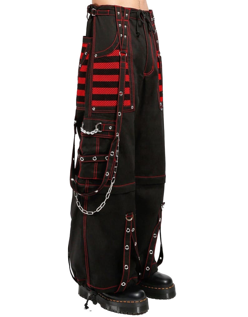 Mixmies Men's Gothic Black Electro Red Punk Rock Pants - Etsy