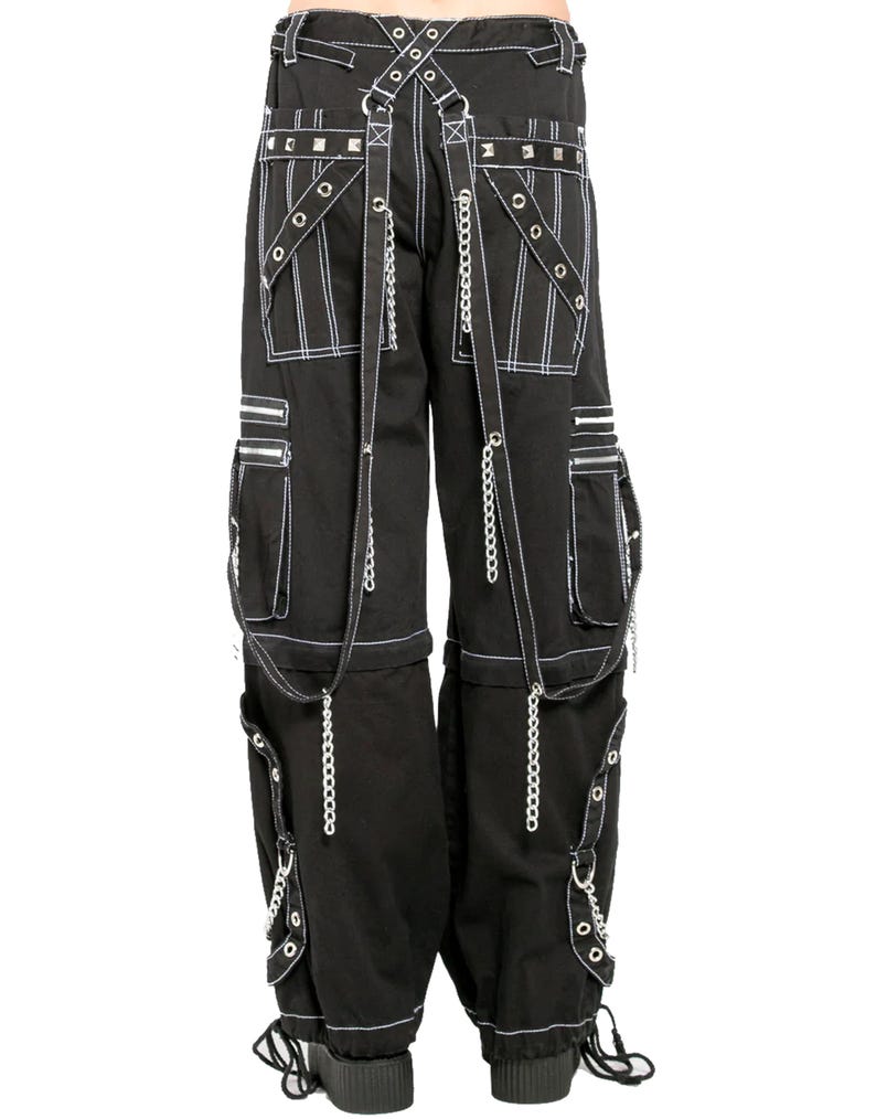 Mixmies Men's Gothic Black Step Chains With White Stitching Punk Rock ...