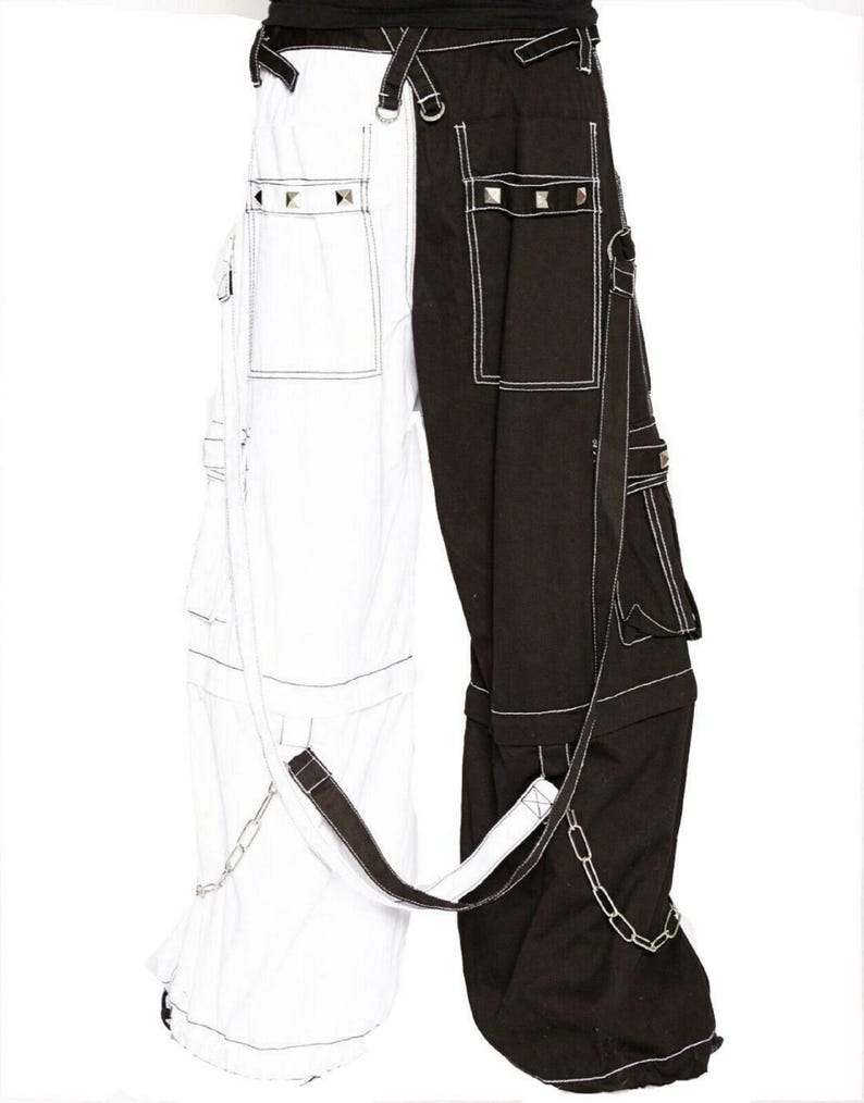 Mixmies Men's Gothic Black and White Transform Goth Baggy Split Leg ...