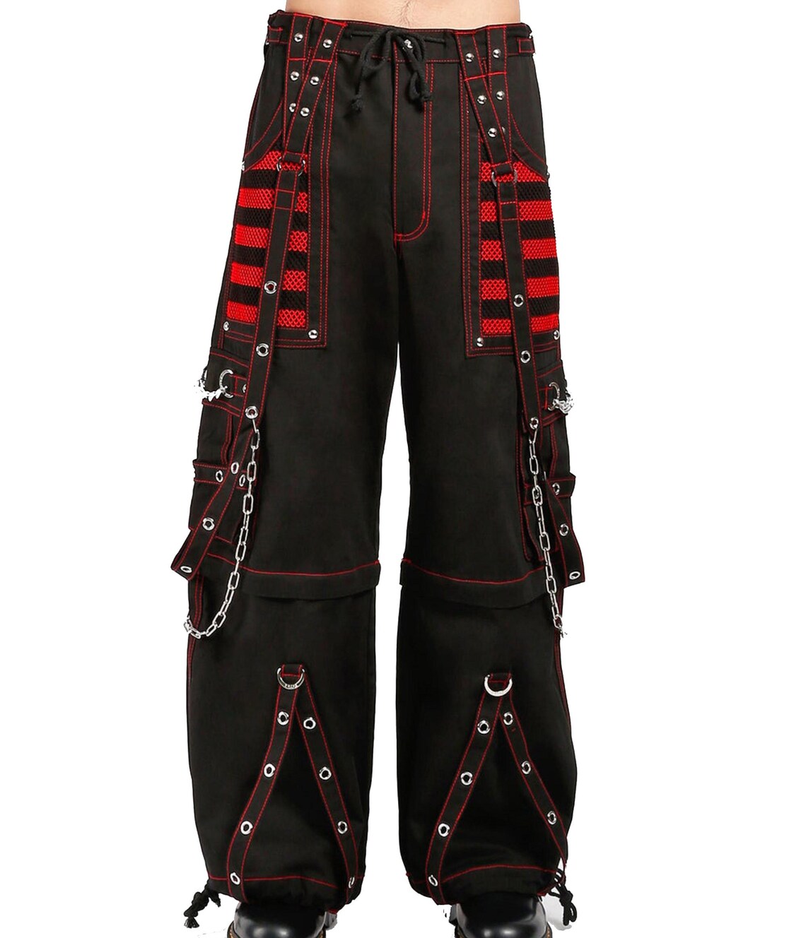 Mixmies Men's Gothic Black Electro Red Punk Rock Pants - Etsy