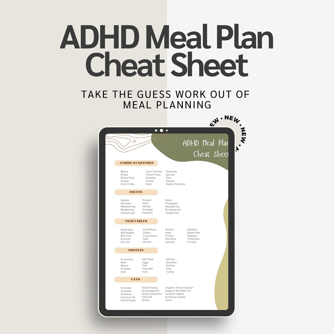 ADHD Meal Plan Cheat Sheet | Nutritional Guide, Healthy Food Options ...