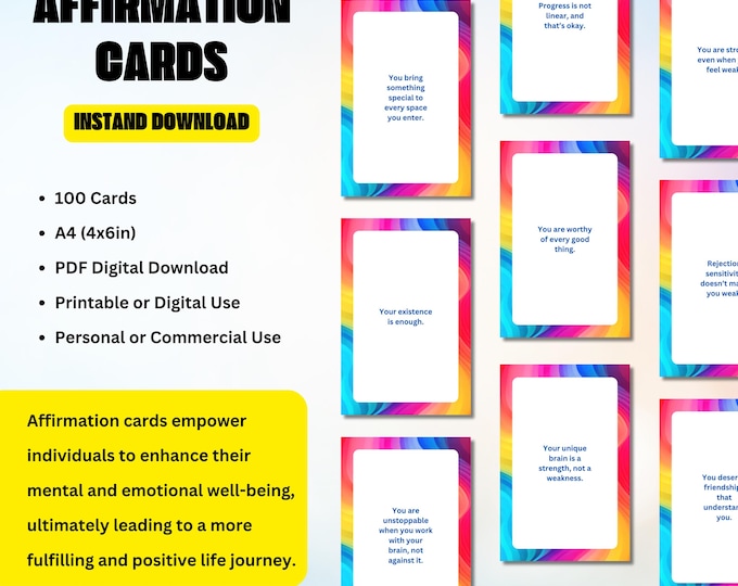 ADHD Affirmation Cards, INSTANT DOWNLOAD, Adhd Printable, Adhd ...