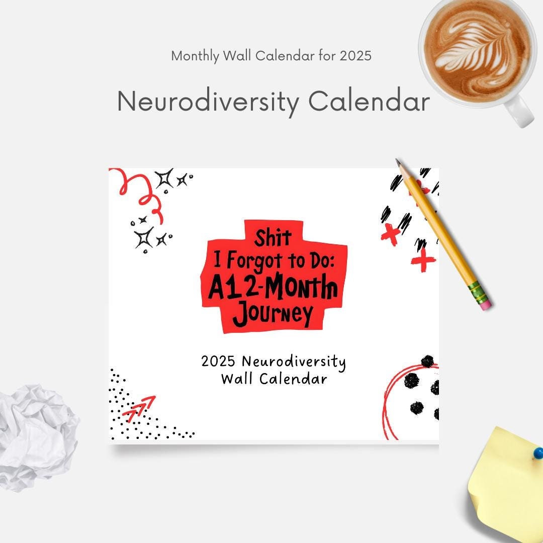 ADHD Calendar 2025 - Autism Wall Planner, Neurodivergent Yearly ...
