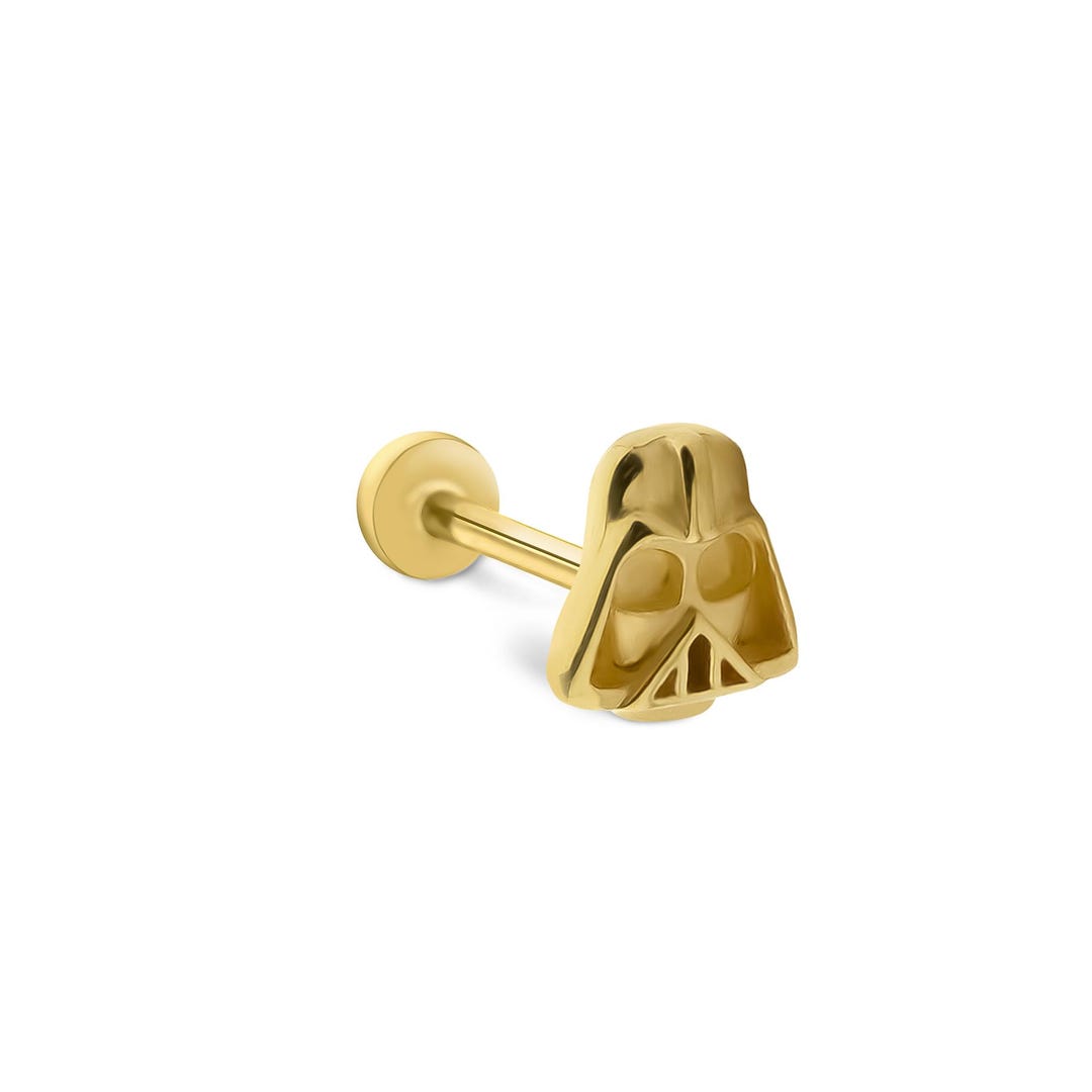 14K Solid Gold Darth Vader Tragus Piercing, Handmade, Minimalist ...