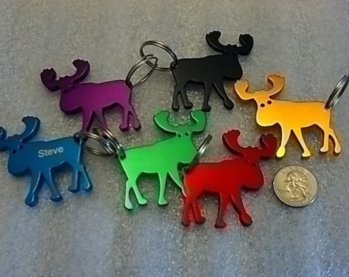 Moose Shaped Keychain With Bottle Opener -- Anodized Aluminum -- Laser ...