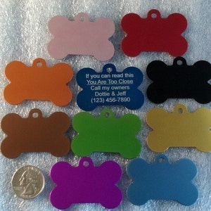 Laser Engraved Pet ID Tag - Large - Bone Shape -- 2-sided (made in the ...