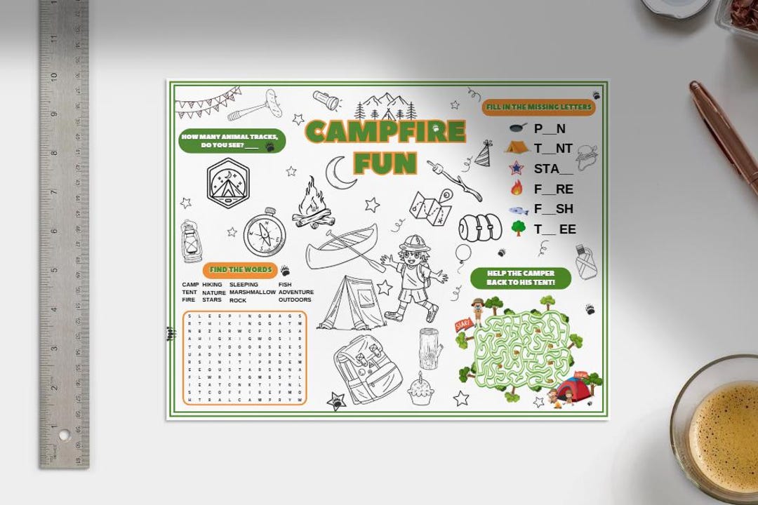 Camping Activity and Color Sheet- Birthdays and Parties - Etsy