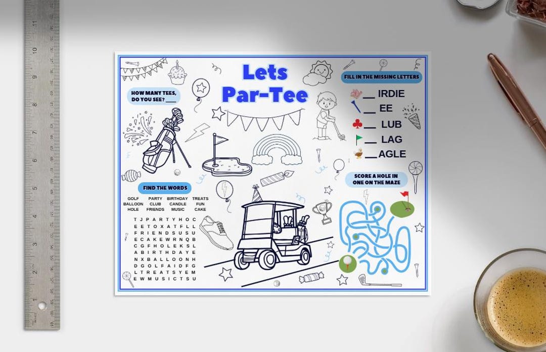 Boys Golf Activity and Color Sheet- Birthdays and Parties - Etsy