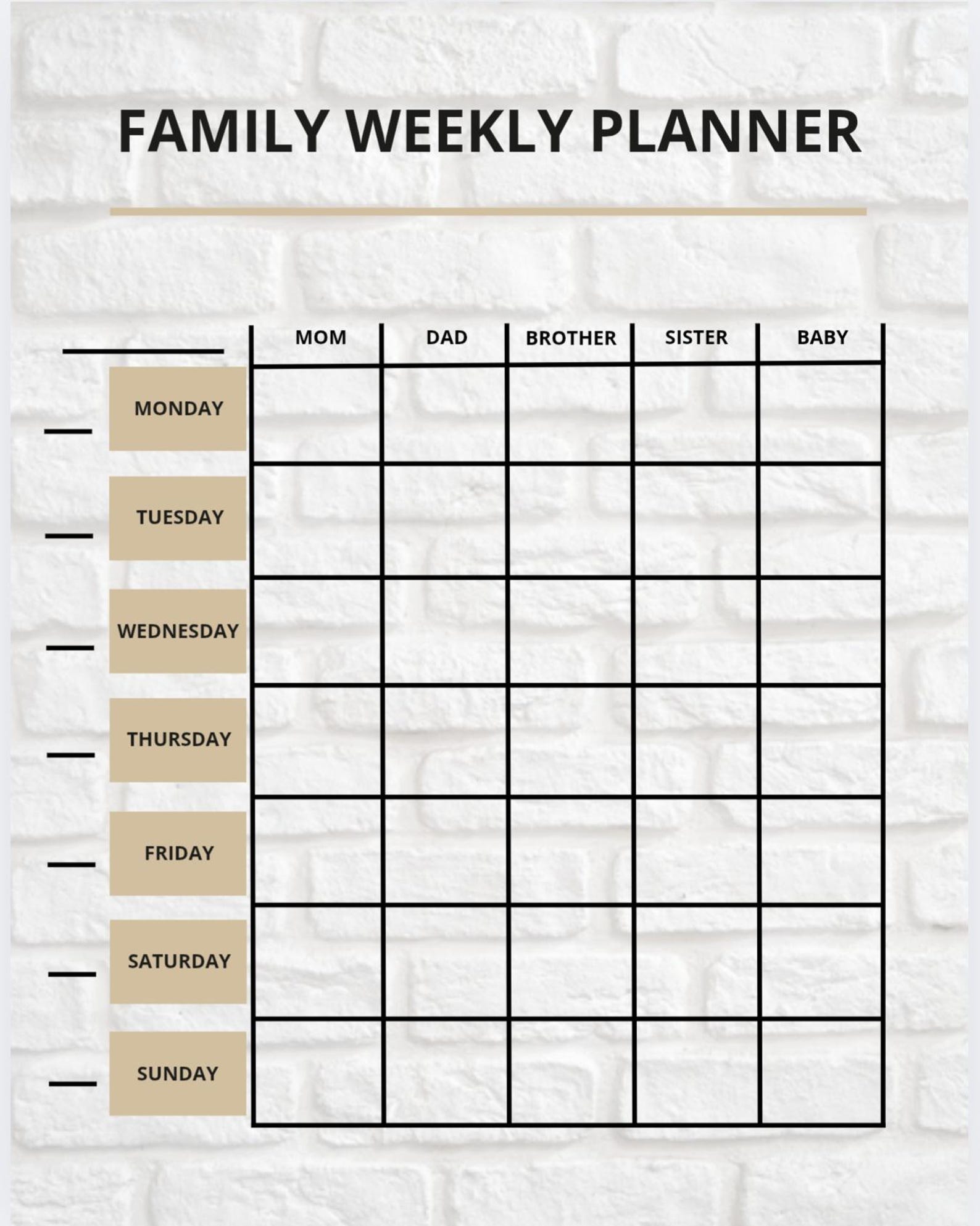 Printable Family Weekly Planner | Digital Download | Family Organizer ...