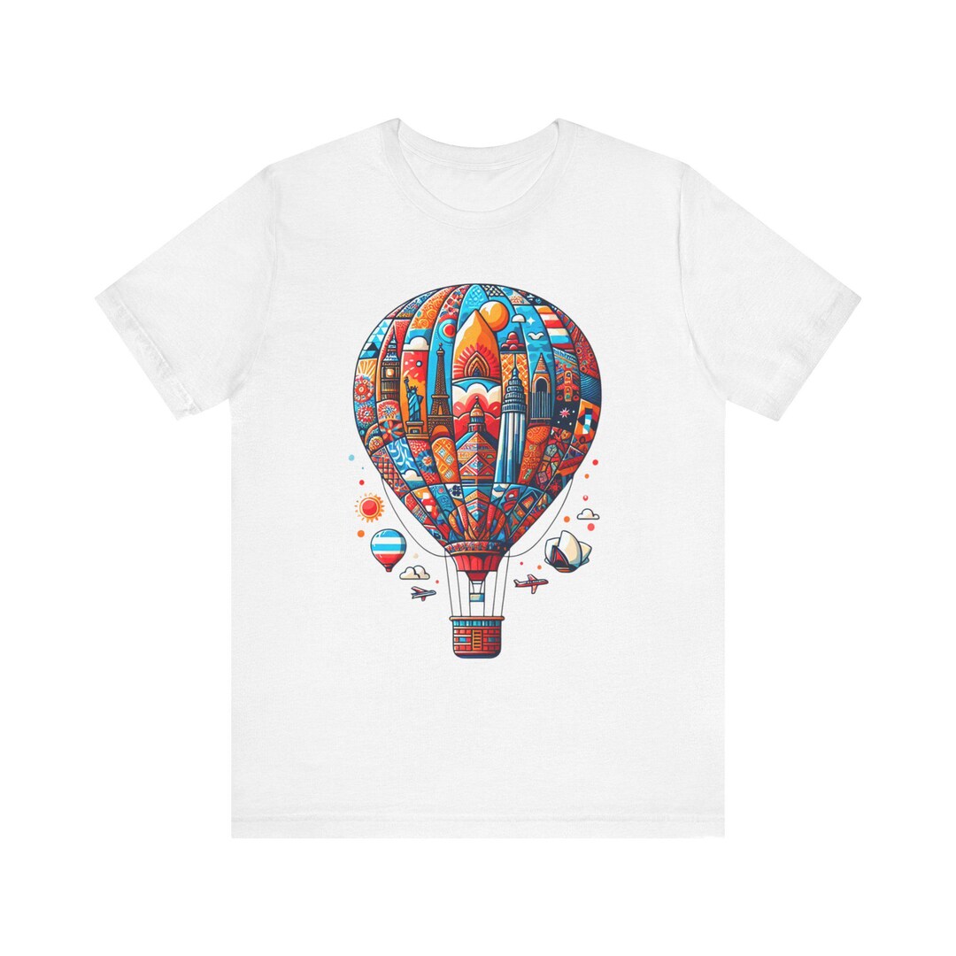 Colorful Hot Air Balloon Tee | Unisex Jersey Shirt, Vibrant Graphic Tee ...