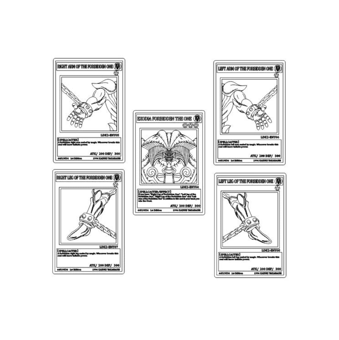 All 5 the Forbidden One Yugioh Set, SVG PDF, Exodia, Left Arm, Right ...