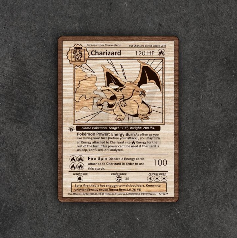Charizard First Edition Pokemon Card Vector Svg Pdf for Laser Cutting ...