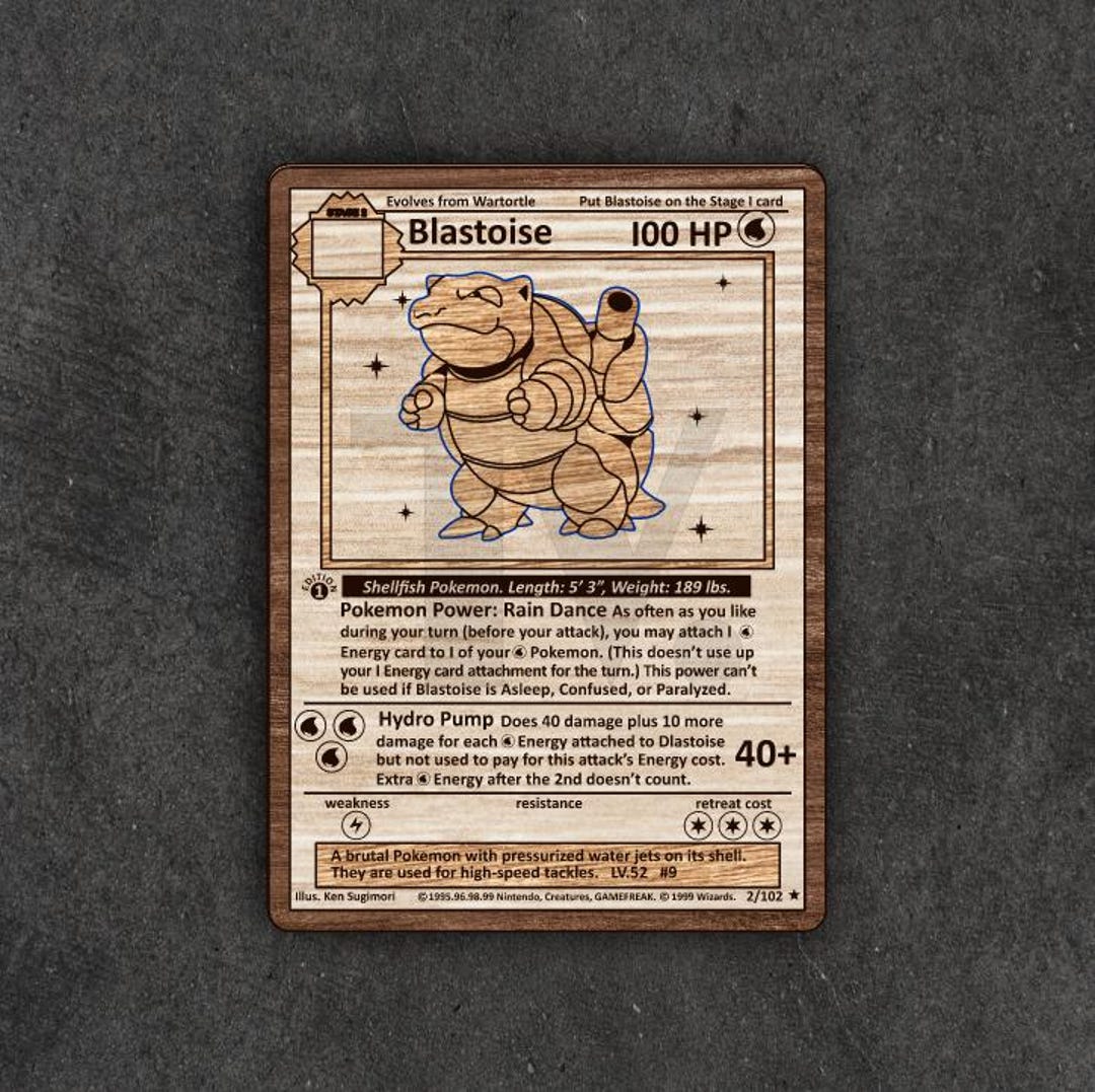 Blastoise Pokemon Cards Vector for Laser Cutter, Blastoise First ...