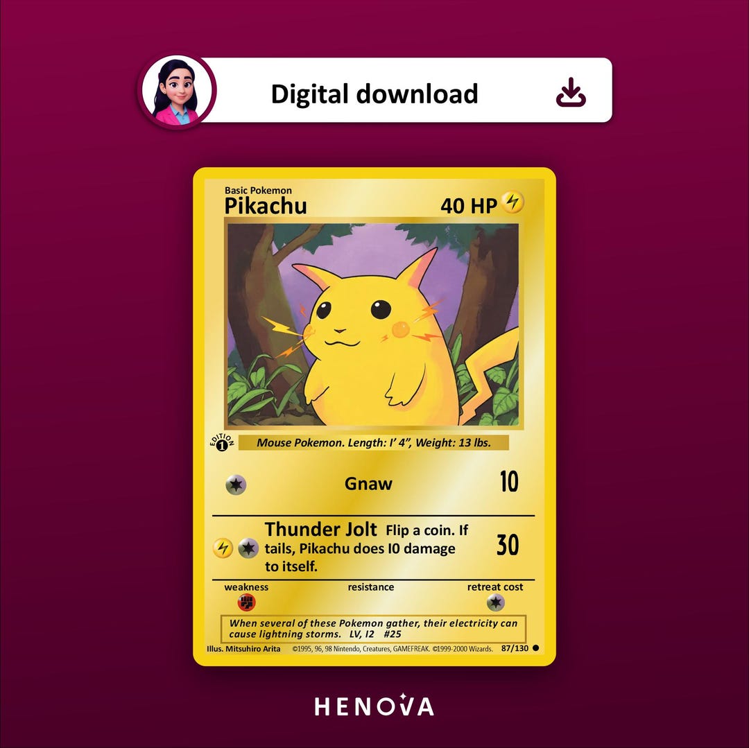 Pikachu First Edition Pokémon Card Vector | High-res PNG | Laser-ready ...