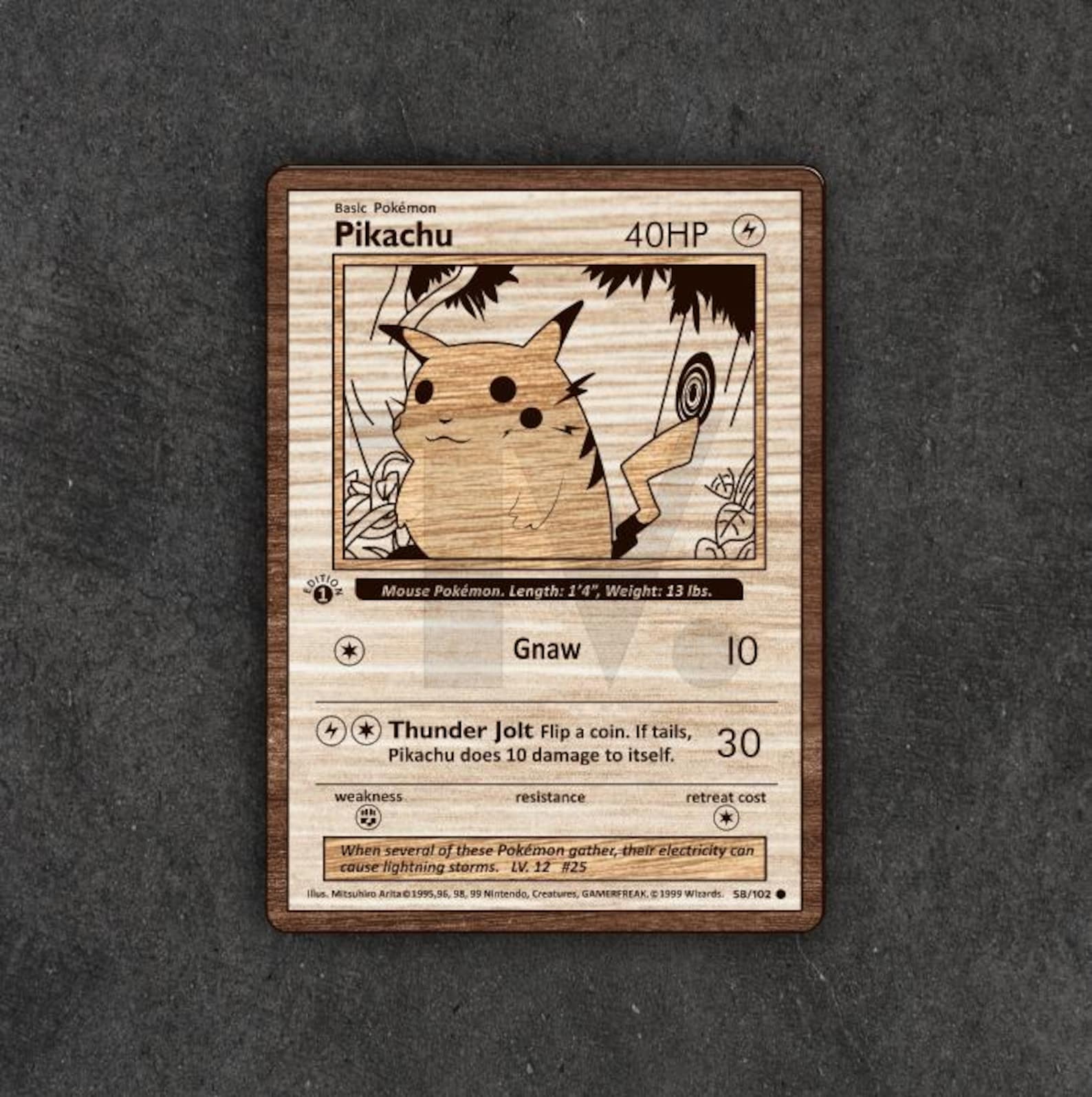 Pikachu Pokemon Card Vector, First Edition Svg Pdf for Laser Cutting ...