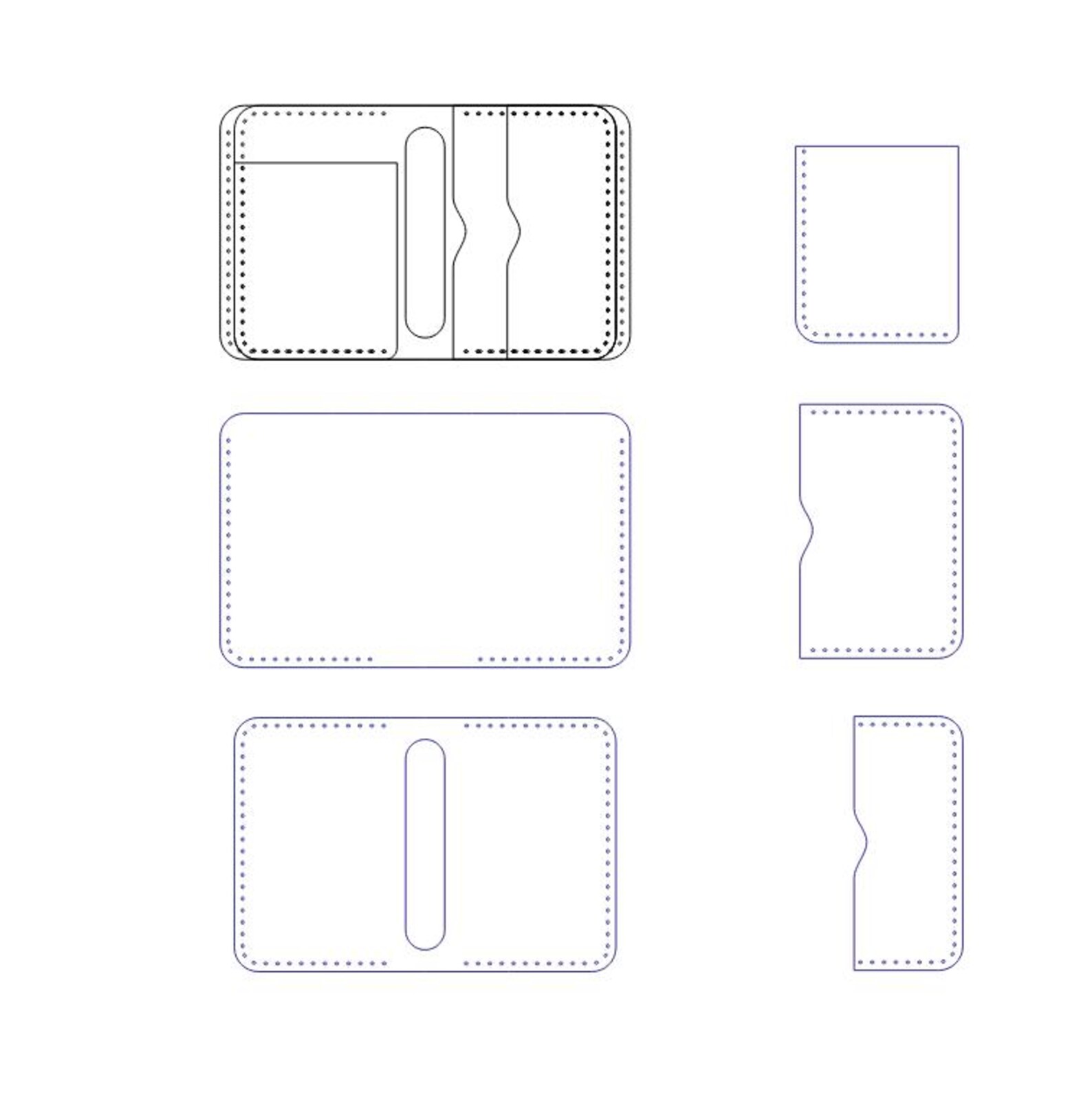 Leather Wallet Template: 7 Card Holder Patterns (SVG, PDF) - Etsy
