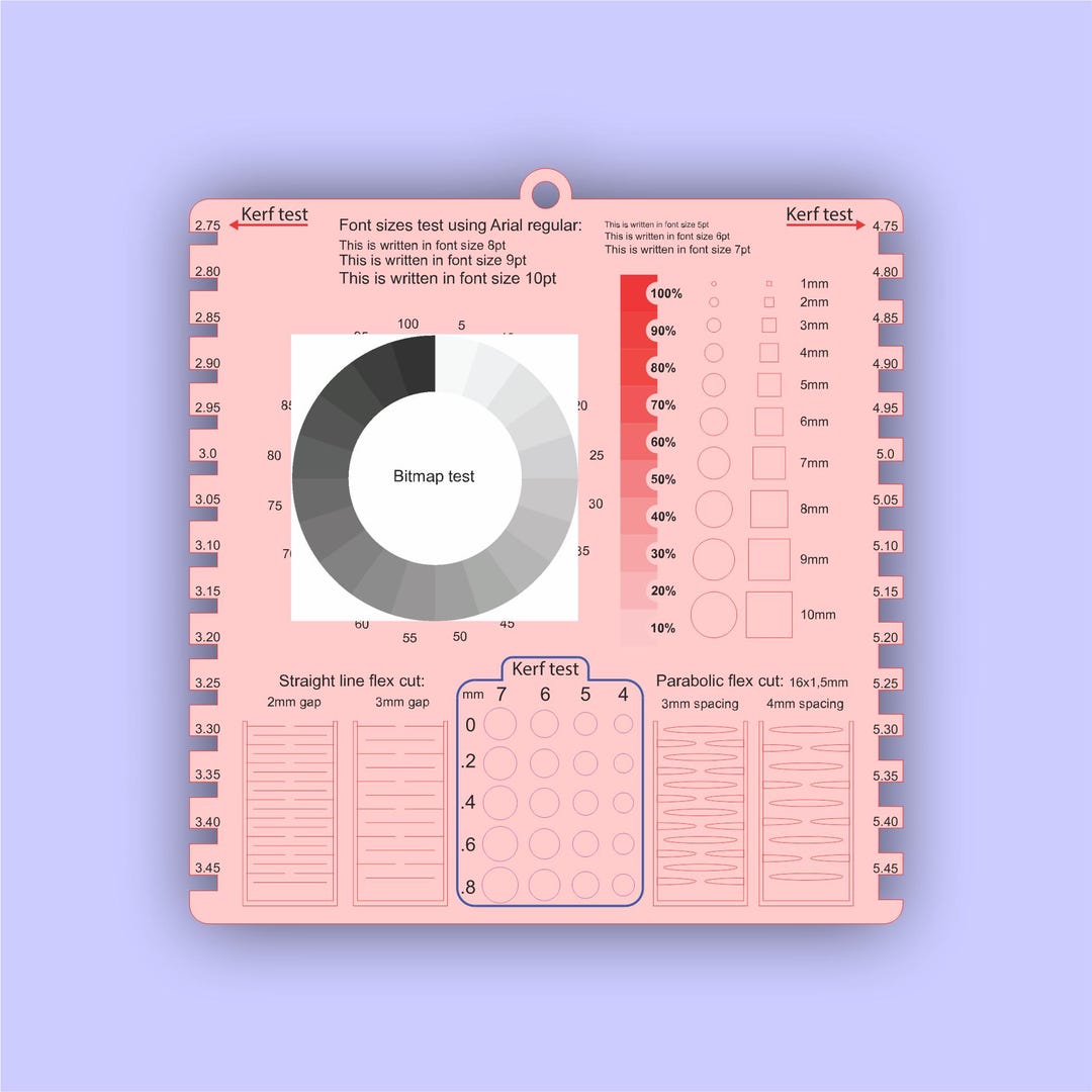 Laser Cut Material Testing Board Template Vector for Any Laser Cutter ...