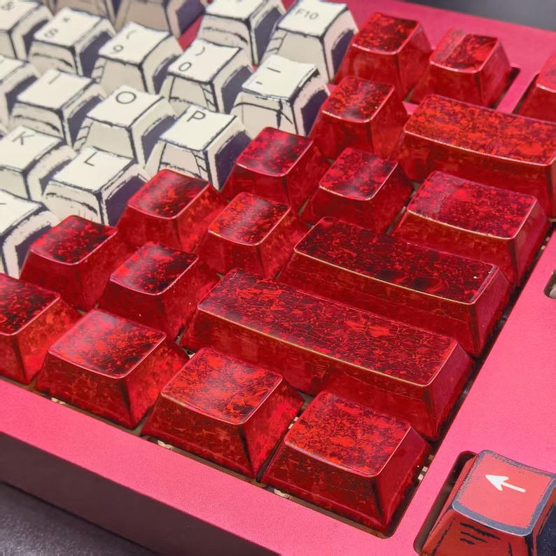 Red Ice Crystal Theme Keycap Set，1.7mm Pbt,custom Personalized Keycap ...