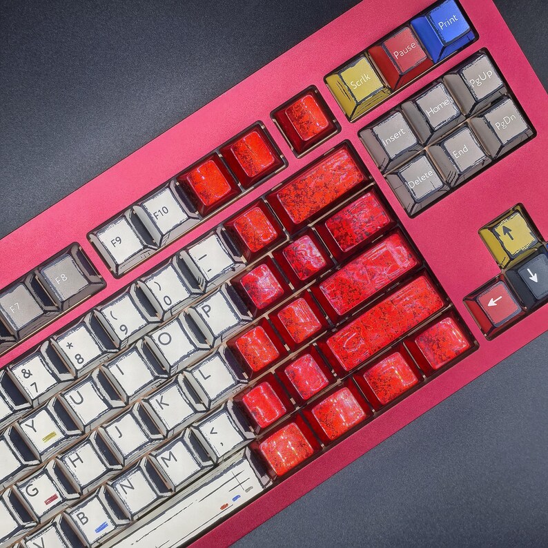 Red Ice Crystal Theme Keycap Set，1.7mm Pbt,custom Personalized Keycap ...