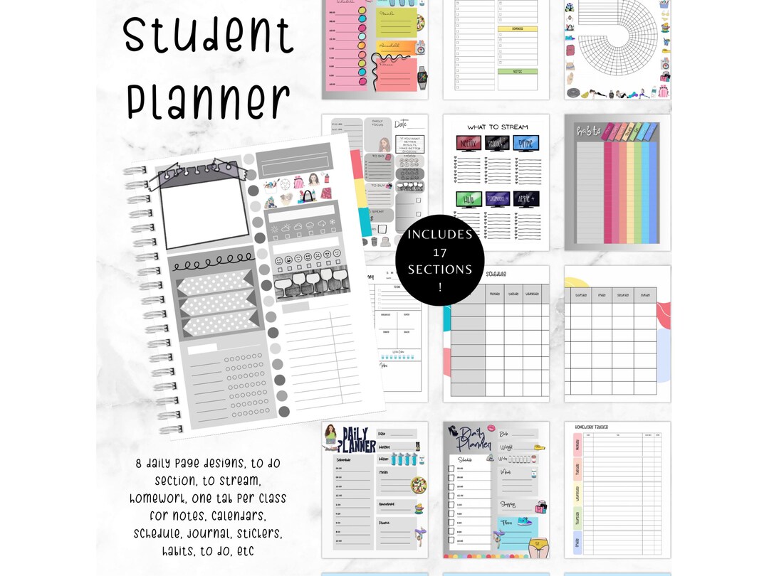 Teen Student Planner | Digital Planner With Immediate Download | 8 ...