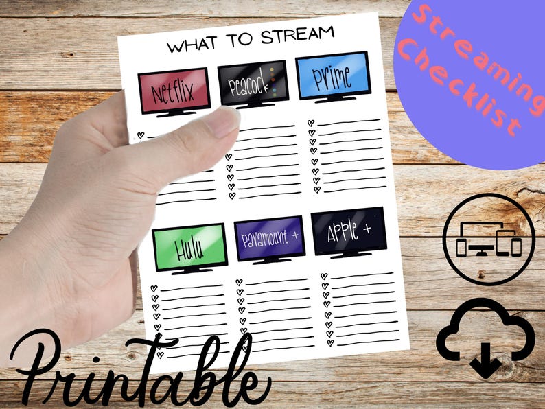TV Streaming Checklist: Printable 'to Watch' List (PNG, PDF) - Etsy