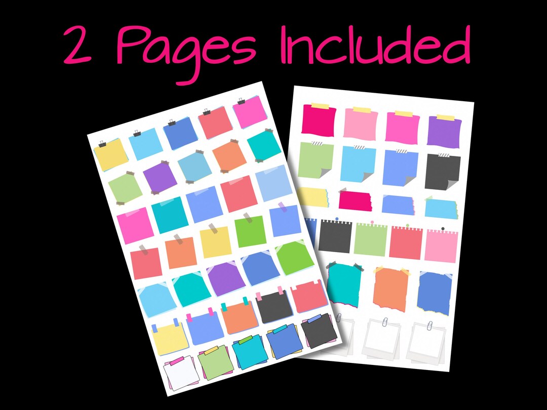 Sticky Note Sticker Pack Bundle for Digital Planners. 60 Colorful ...