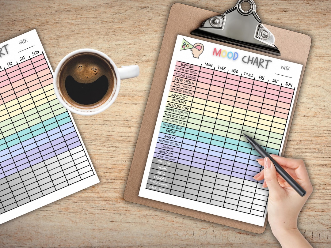Bipolar Mood Tracker 2 | Printable or Digital | 8.5 X 11 | Tracking for ...