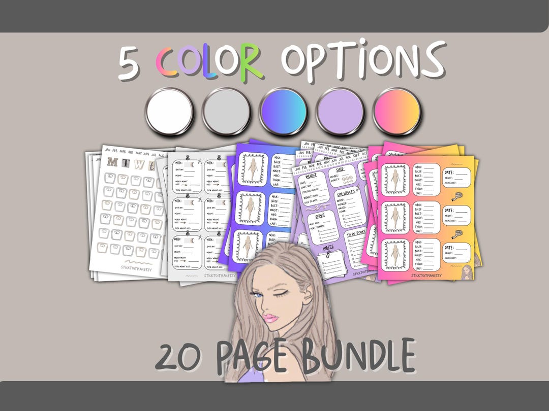 GLP-1 Tracker Bundle Including 5 Colors: Daily, Weekly, Monthly ...
